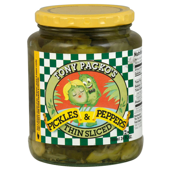 Tony Packos Packo Thin Sliced Pickles & Peppers 24 Oz (Pack of 12) – Universo Brands